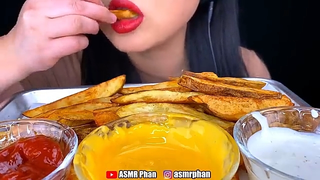 Mukbang/asmr/fries/cheese - نماشا